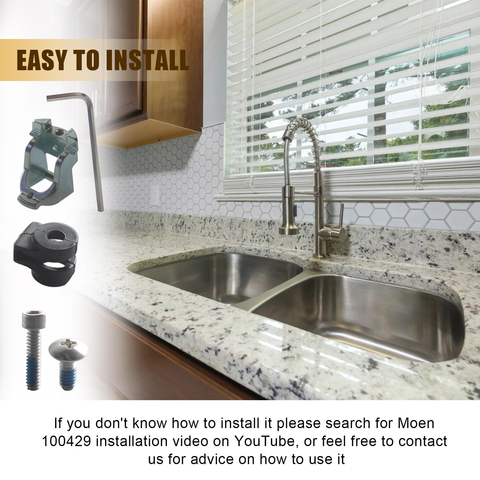 for Moen 100429 Single Handle Faucet Adapter Kit - Single Handle Adapter for Kitchen Sink Faucets (Compatible with Moen 7400 Series & Most 1-Handle Models) 2 Pack