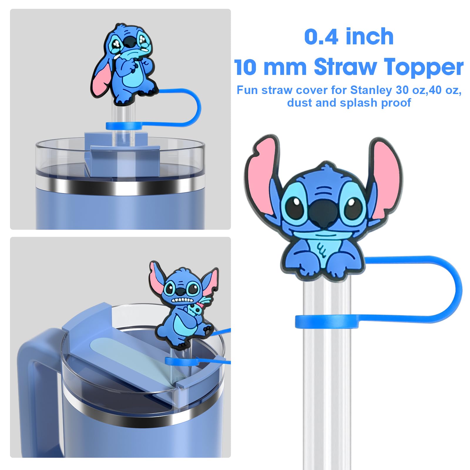 10 mm Straw Cover Cap for Stanley Cup 30 Oz 40 Oz, 5 Pcs Straw Topper for Tumbler, Funny Tip Covers for Stanley Cup Accessories