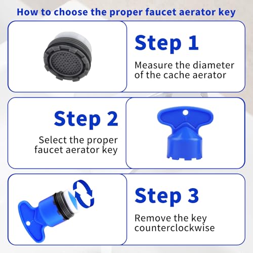 Notoke 5 PCS Faucet Aerator Removal Tools Faucet Wrench with 5 Sizes M16.5, M18.5, M21.5, M22.5, M24, Recessed Faucet Cache Aerator Key Sink Aerator Wrenches for Kitchen Bathroom Sink Faucet Aerator