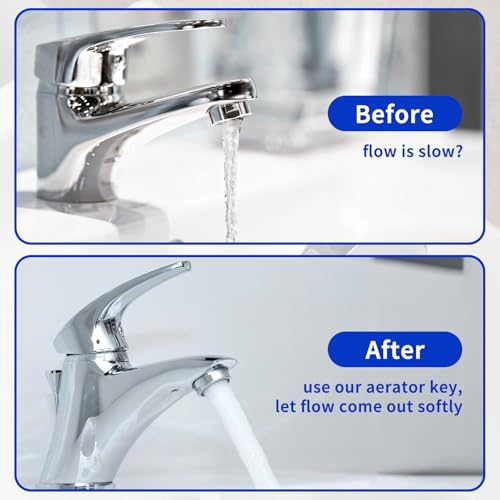 Notoke 5 PCS Faucet Aerator Removal Tools Faucet Wrench with 5 Sizes M16.5, M18.5, M21.5, M22.5, M24, Recessed Faucet Cache Aerator Key Sink Aerator Wrenches for Kitchen Bathroom Sink Faucet Aerator
