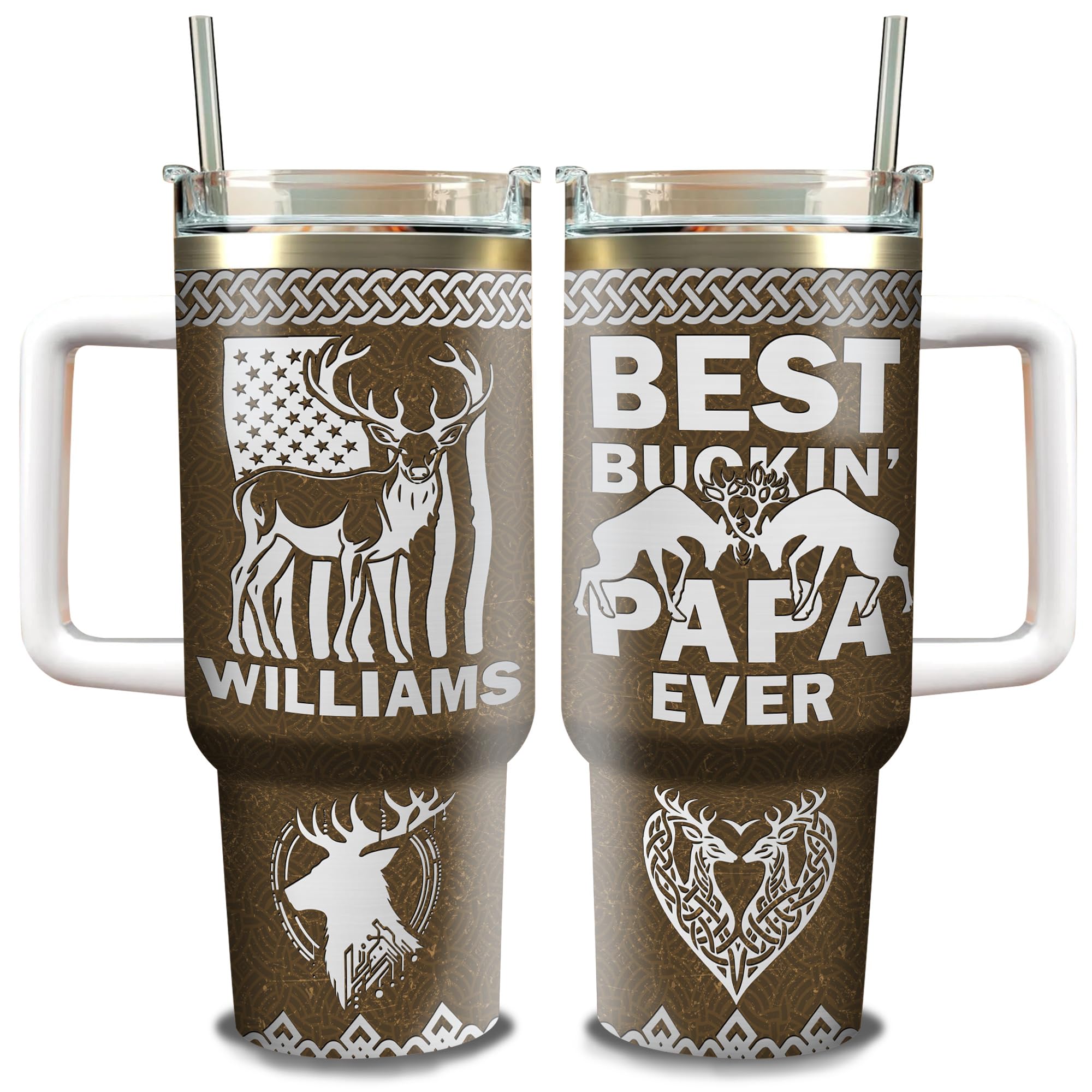 WAZONE Personalized To My Dad Tumbler Cup With Lid Custom Name Tumbler 40oz with Handle and Straw Father and Son Best Friend for Life Fathers Day Birthday Gifts for Dad Stepdad From Son