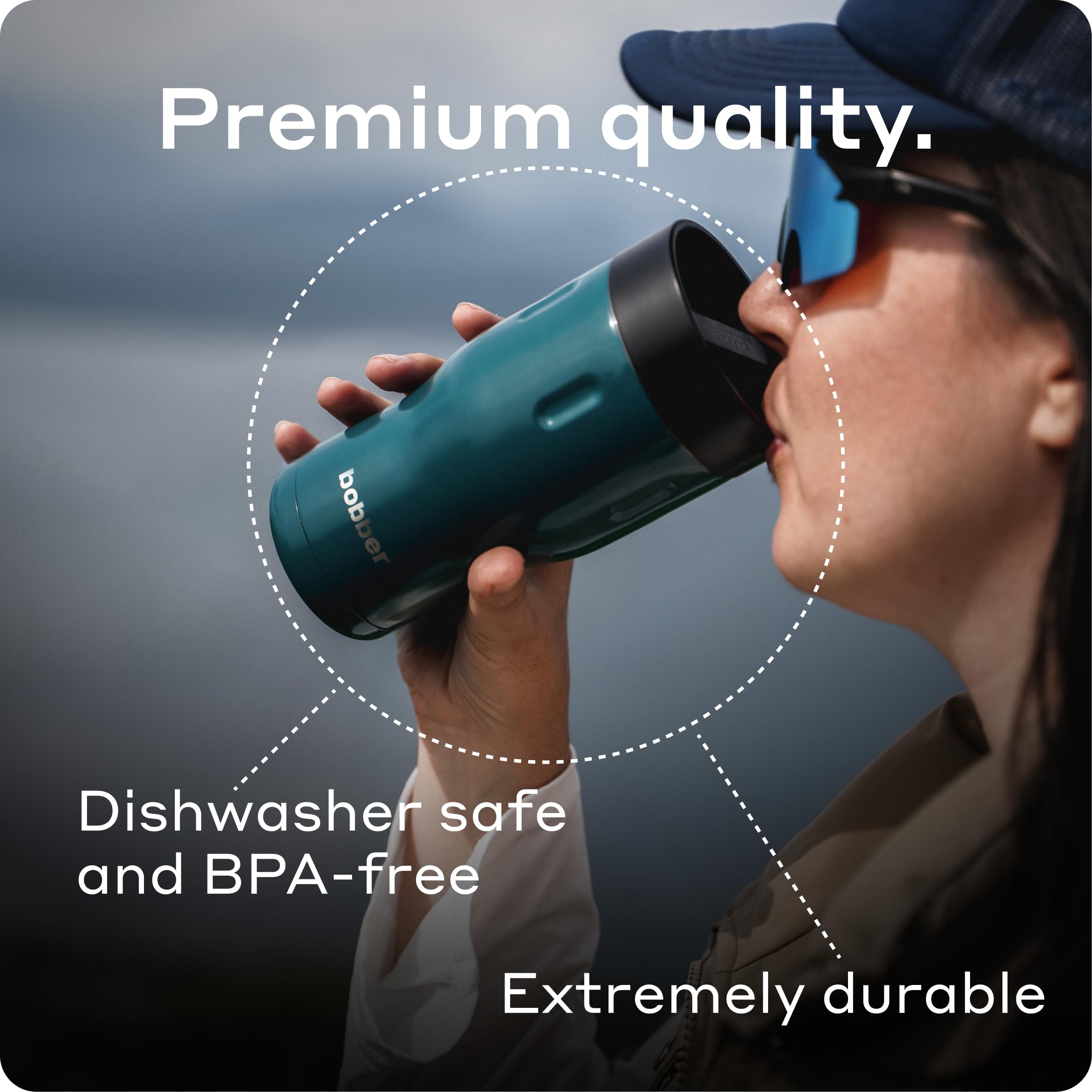 BOBBER 12 oz Stainless Steel Insulated Coffee Mug with Lid 100% Spill-Proof Commuter Mug for Car Cup Holder Dishwasher Safe Thermal Mug for Men, Women, Keeps Hot for 6 Hours (Teal)
