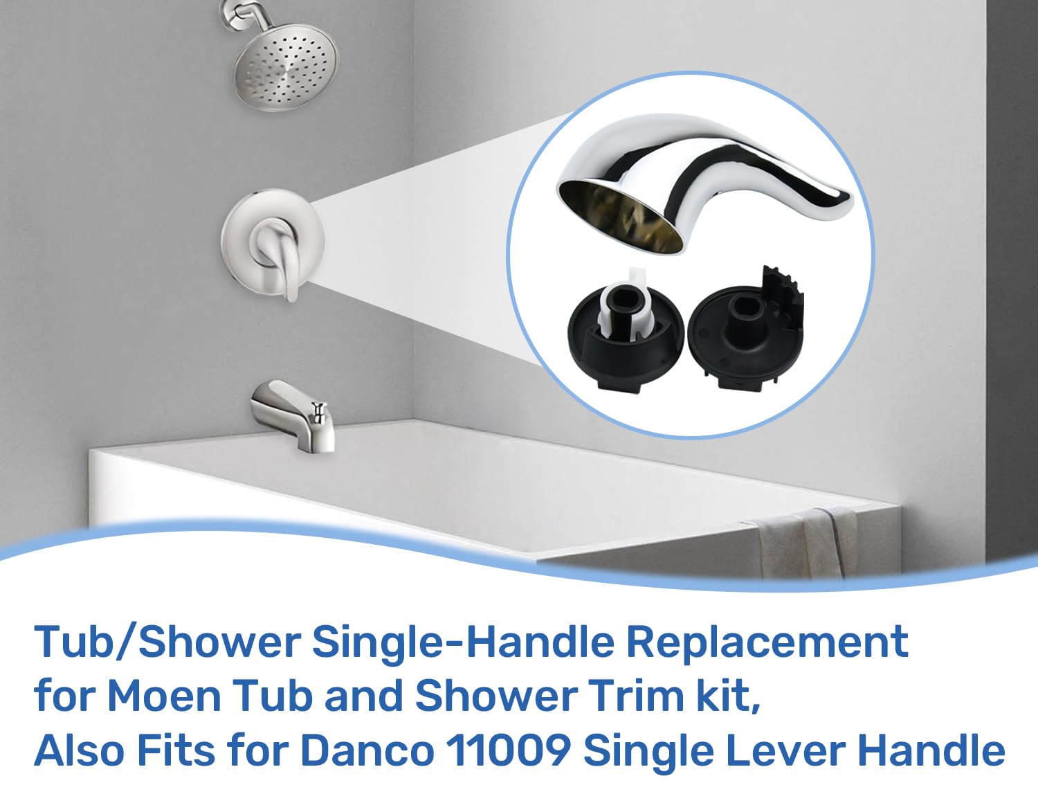 Replacement for 100657 Moen Tub/Shower Lever Handle,Compatible with Moen Posi-Temp Valve Systems,Compatible with Moentrol Valve,Single Handle Faucets for Adjust Water Volume and Temperature ﻿,Chrome