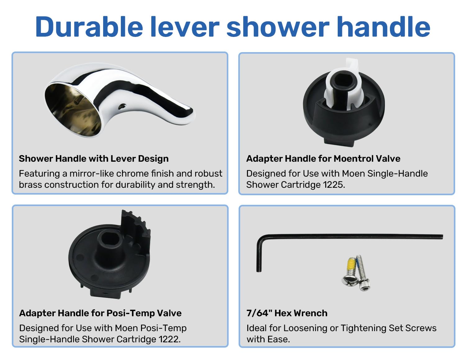 Replacement for 100657 Moen Tub/Shower Lever Handle,Compatible with Moen Posi-Temp Valve Systems,Compatible with Moentrol Valve,Single Handle Faucets for Adjust Water Volume and Temperature ﻿,Chrome