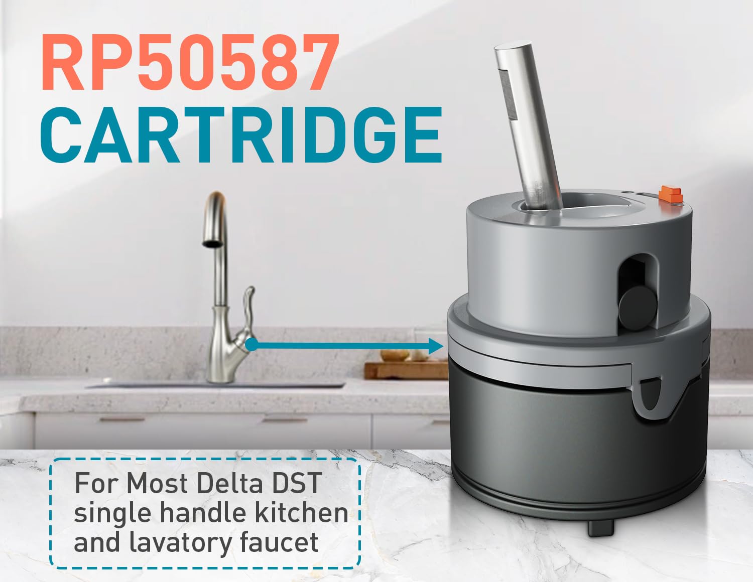 RP50587 Single Handle Compatible with Delta Repair Kit,Lavatory Kitchen Shower Faucet Valve Assembly,Works with DIAMOND Seal Technology Models Featuring a 36 mm Motion Cartridge