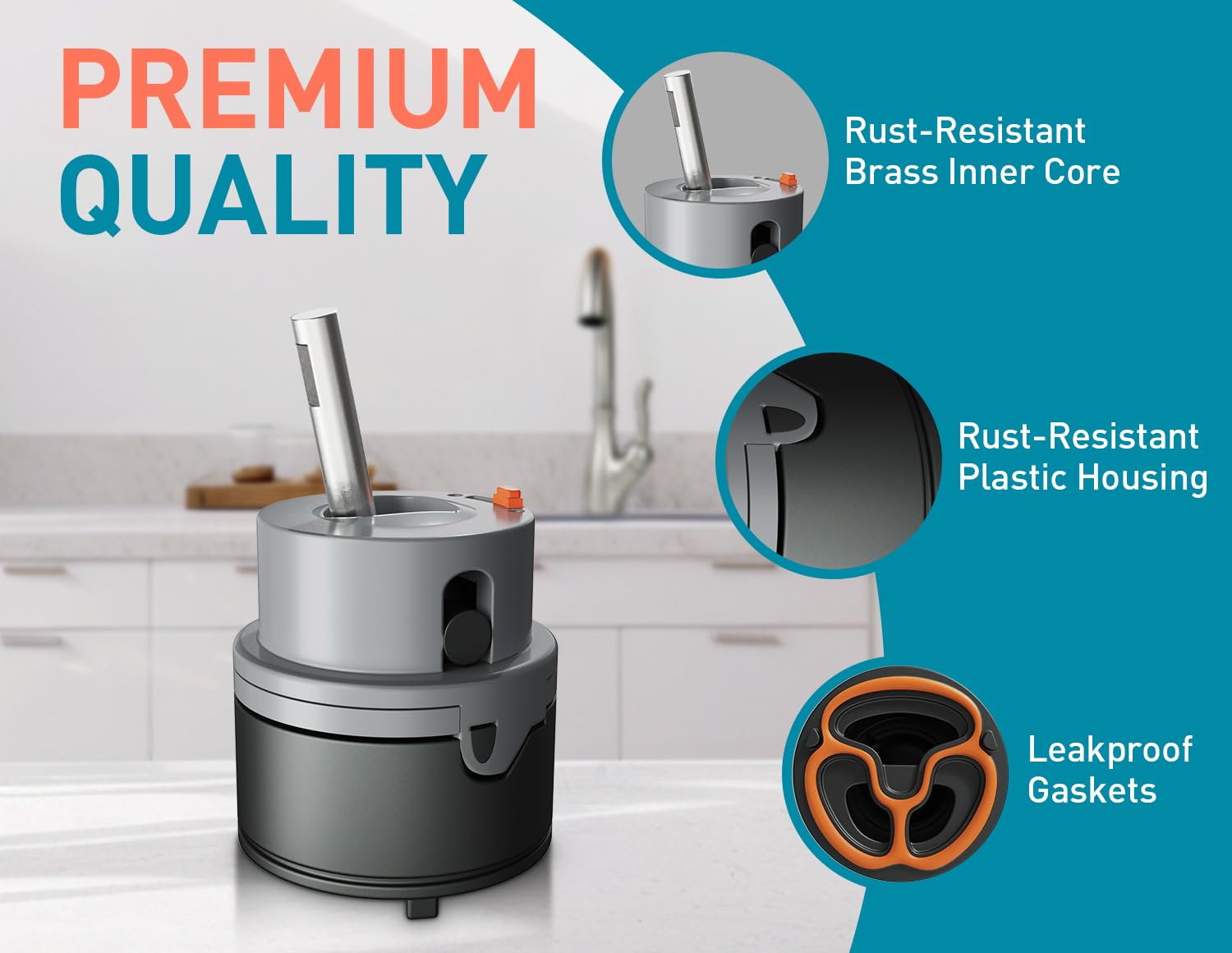 RP50587 Single Handle Compatible with Delta Repair Kit,Lavatory Kitchen Shower Faucet Valve Assembly,Works with DIAMOND Seal Technology Models Featuring a 36 mm Motion Cartridge