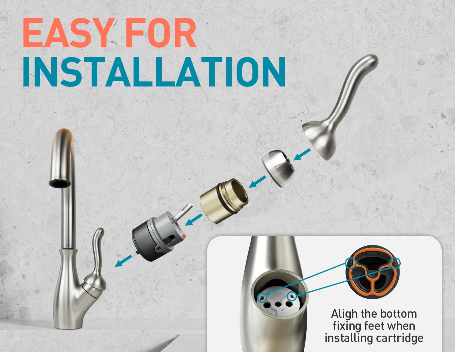 RP50587 Single Handle Compatible with Delta Repair Kit,Lavatory Kitchen Shower Faucet Valve Assembly,Works with DIAMOND Seal Technology Models Featuring a 36 mm Motion Cartridge