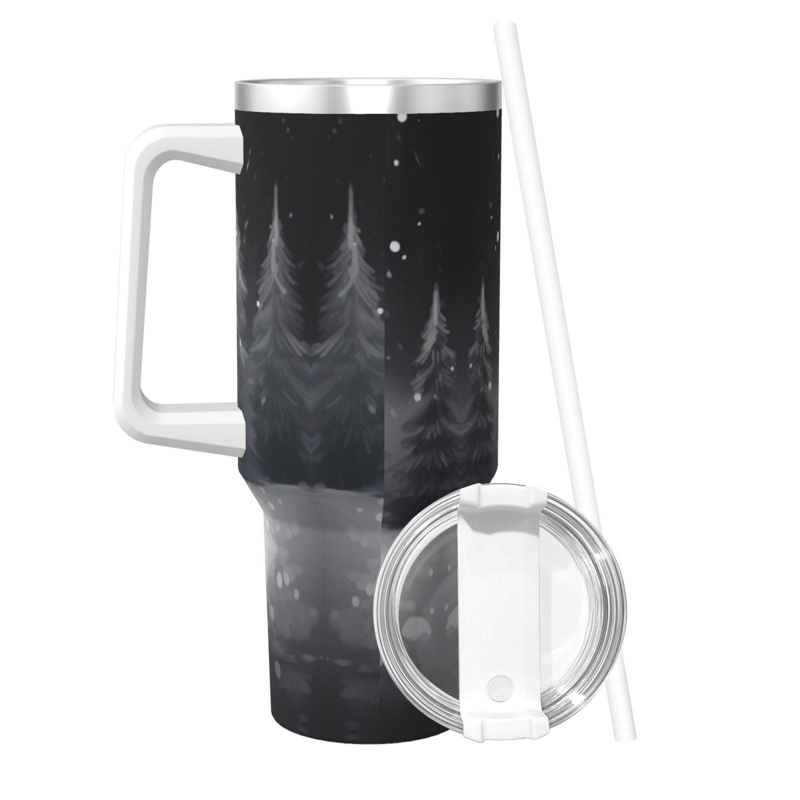 deaokluy 40 OZ Christmas Gnome Ice Bully Cup with Handle Straw Lid, Double Wall Stainless Steel Tumbler Travel Coffee Cup, Happy Christmas Insulation and Cooling Cup for Christmas Birthday Present