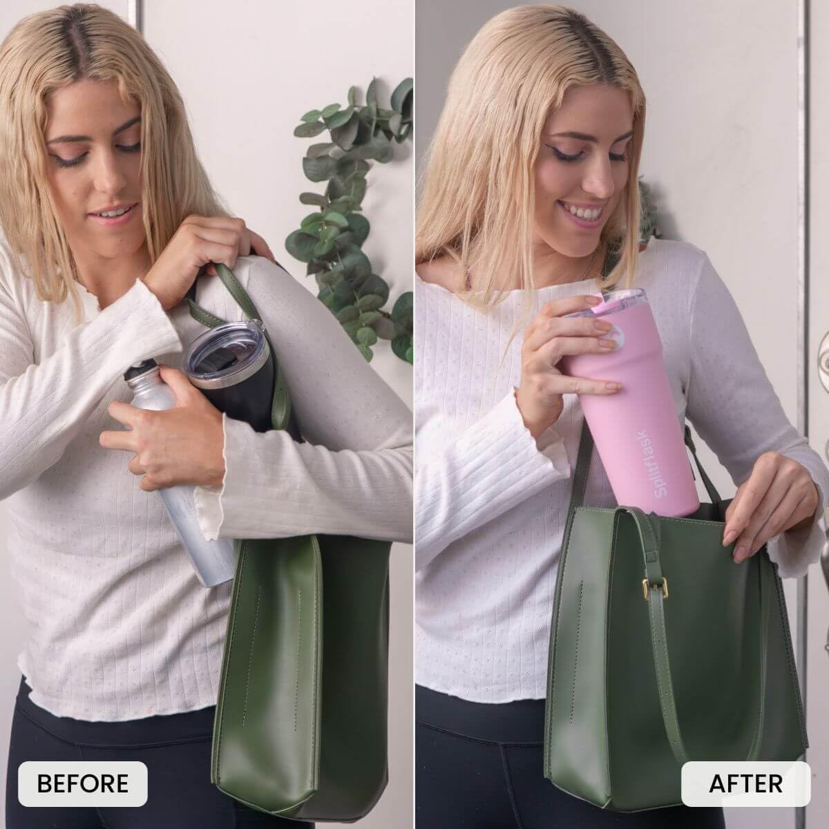 2-in-1 Hot & Cold Vacuum Insulated 30oz Tumblers, Stainless Steel Dual Chamber, Leak-Proof, BPA-Free, Fits Cup Holder, Travel Coffee Mug, Split Cup, 2 Drink, 2 Sides, Coffee & Water (Sandy Silver)