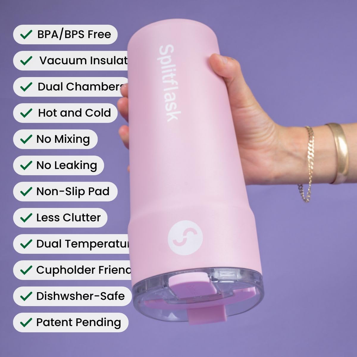 2-in-1 Hot & Cold Vacuum Insulated 30oz Tumblers, Stainless Steel Dual Chamber, Leak-Proof, BPA-Free, Fits Cup Holder, Travel Coffee Mug, Split Cup, 2 Drink, 2 Sides, Coffee & Water (Sandy Silver)