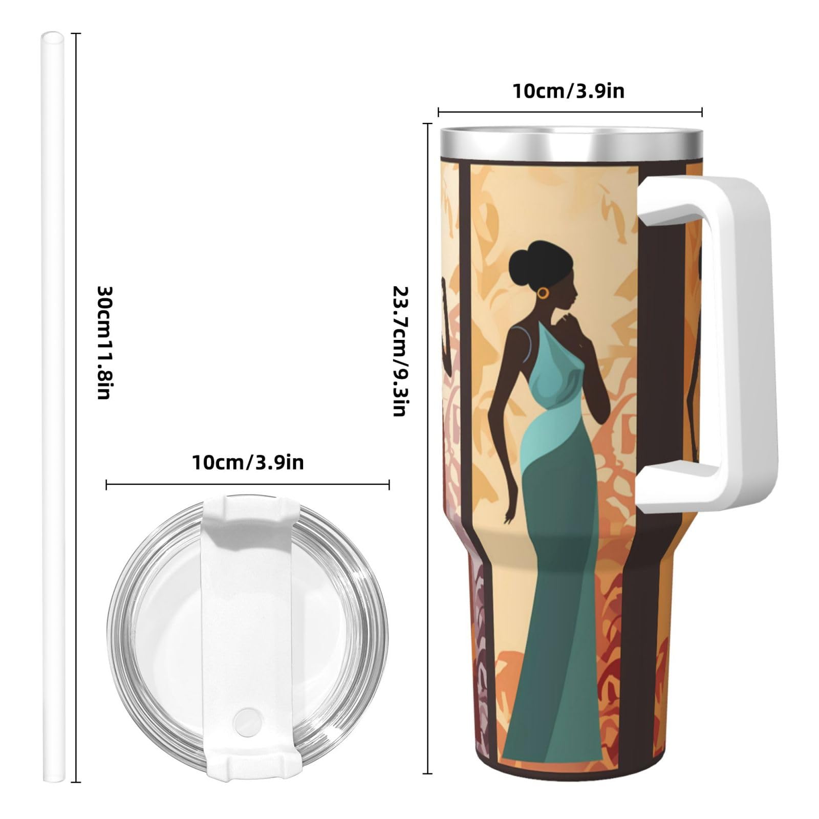 deaokluy 40 OZ Black Girls Ice Bully Cup with Handle and Straw, Double Wall Stainless Steel Tumbler Travel Coffee Cup with Lid, Beautiful Insulation and Cooling Cup for Christmas Birthday Present