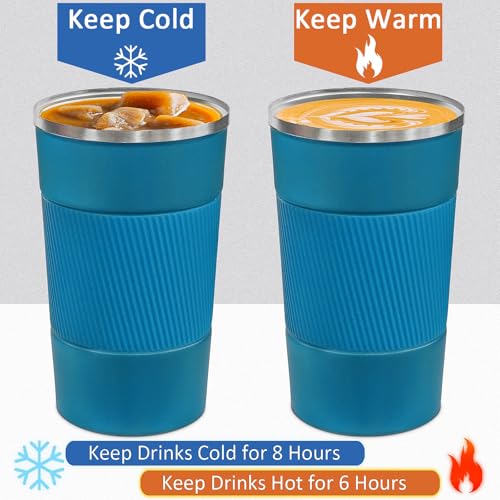 ATZNZIK 4 Pack Insulated Coffee Mug with Lid Travel Coffee Tumbler Stainless Steel Reusable Coffee Cups Thermal Coffee Mug for Hot and Iced Cold Drinks, 12oz