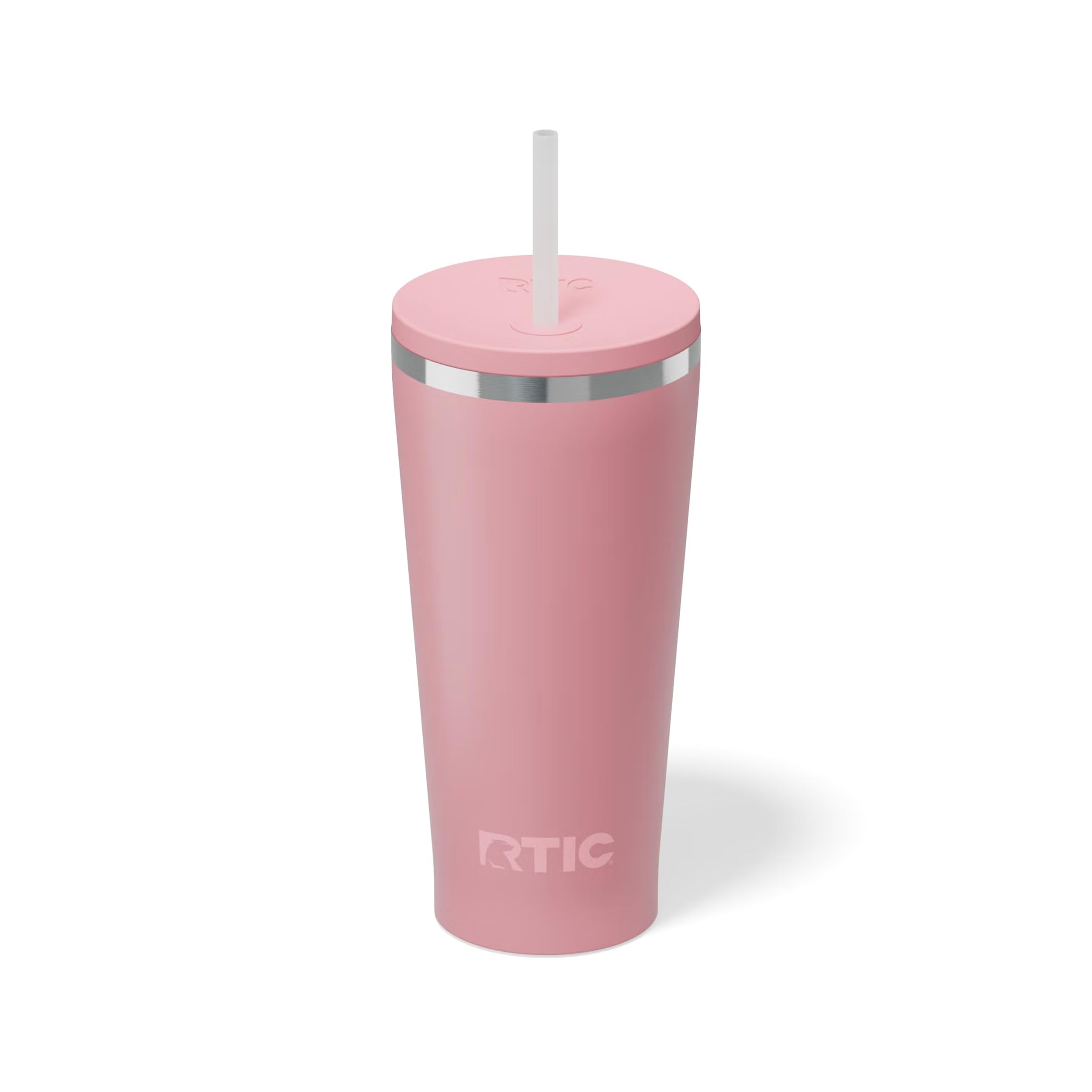 RTIC 20oz Everyday Tumbler Insulated Stainless Steel Portable Travel Coffee Cup with Straw, Spill-Resistant Lid, BPA-Free, Hot and Cold Drink, Ceramic Lining, Dusty Rose
