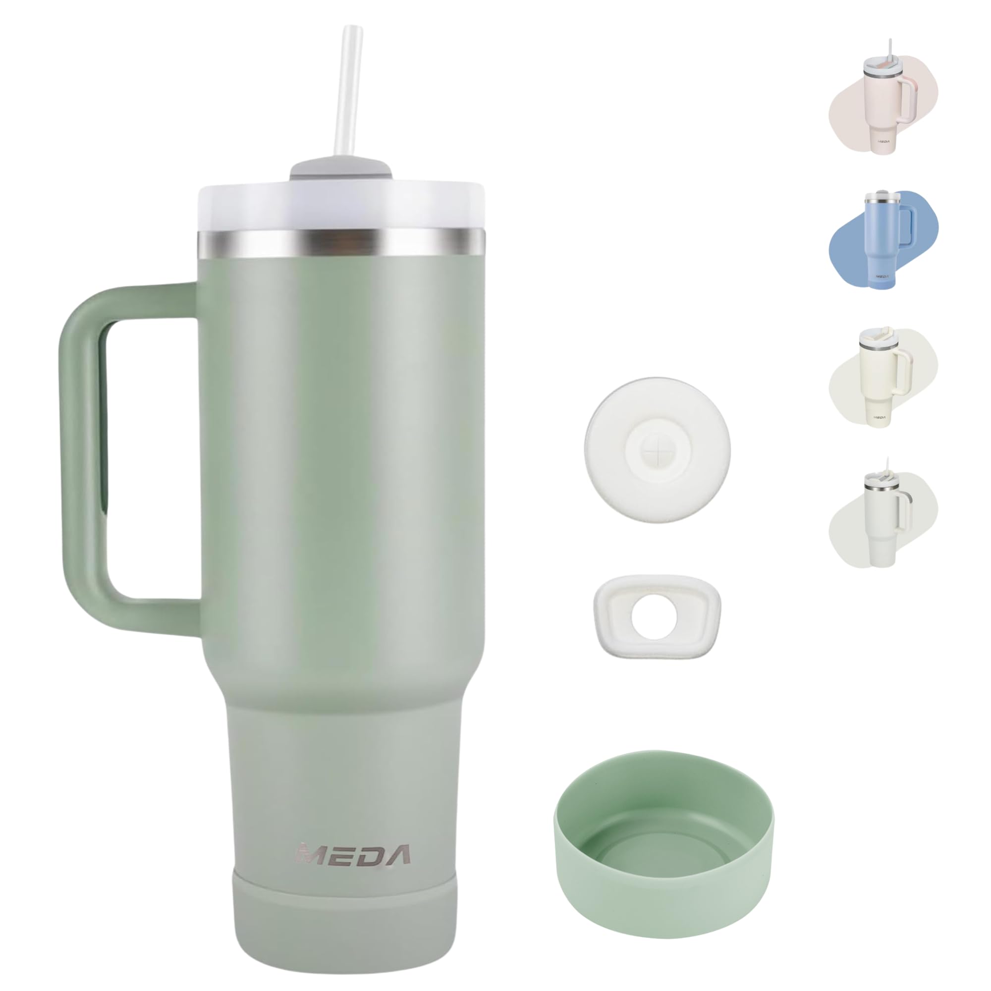Tumbler with Lid & Straw 40oz | Leak Proof ,Insulated, Reusable Travel Coffee Mug Stainless Steel | Includes Tumbler Accessories Straw Cover + Silicone Boot for Water,Iced Tea, Easter Gift (Green)