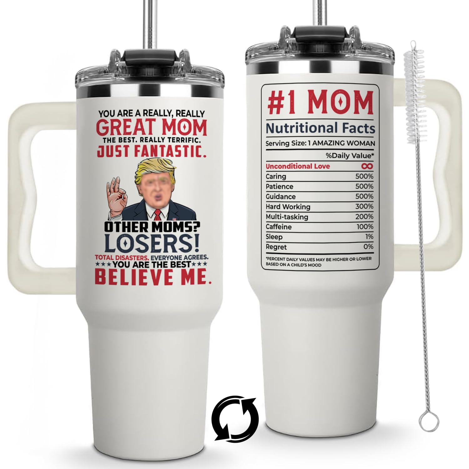 FROOBLEQUIRK Best 40oz Tumbler for Mom - Mother's Day Gift, No.1 Mom Cup, Birthday Present from Daughter or Son