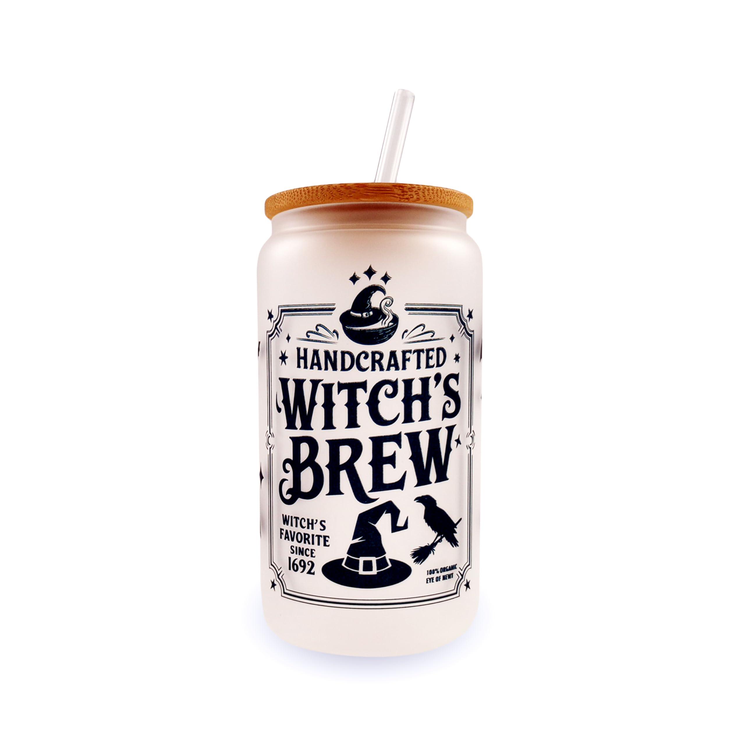 Hogg 16oz Halloween Glass Tumbler - Witch's Brew, Cute Halloween Cups, Halloween Tumbler with Lid and Straw, Spooky Gifts for Women and Adult Halloween Gifts, Witches Brew Cup, Witch Tumbler