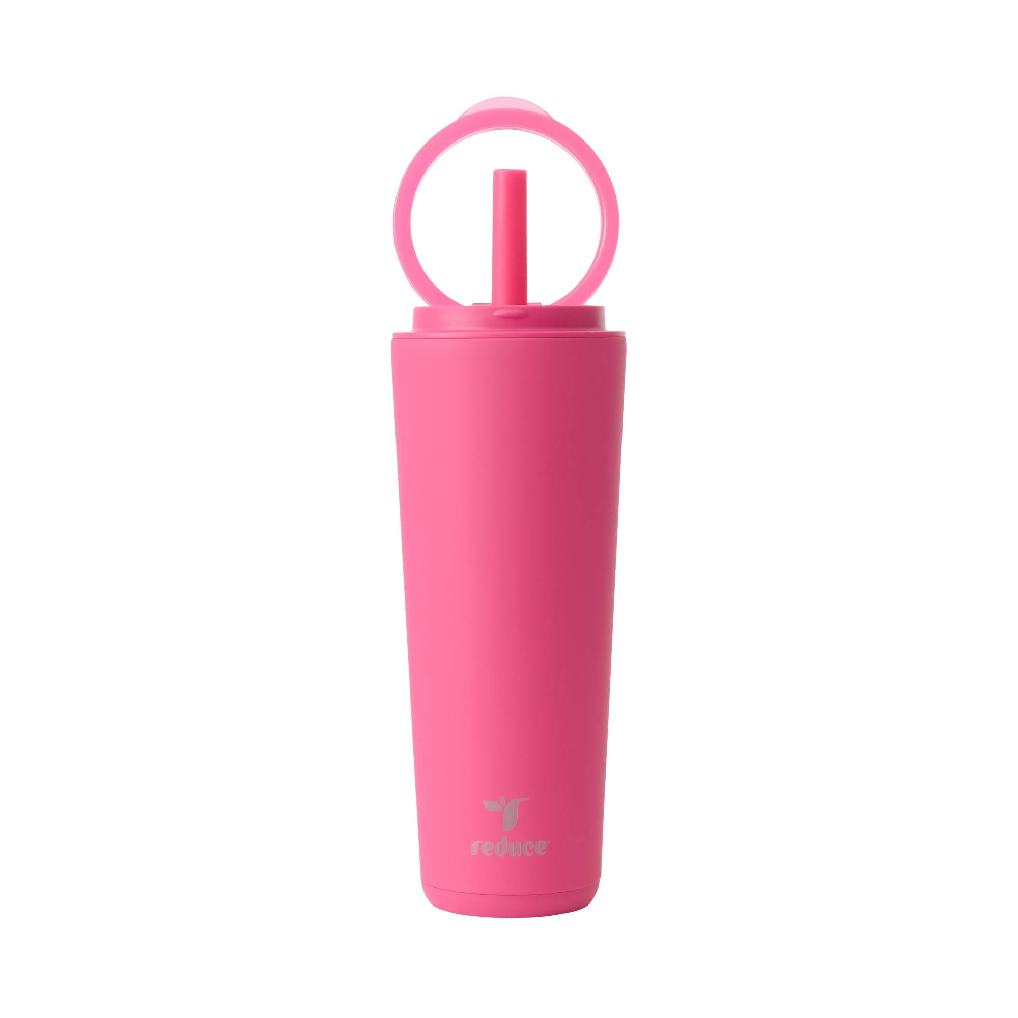 REDUCE Halo 24 oz Stainless Steel Vacuum Insulated Tumbler - Spill Proof Travel Mug with Flip Handle Lid - Keeps Drinks Cold for 32 Hrs - Dishwasher Safe - Cupholder Friendly - Dragonfruit
