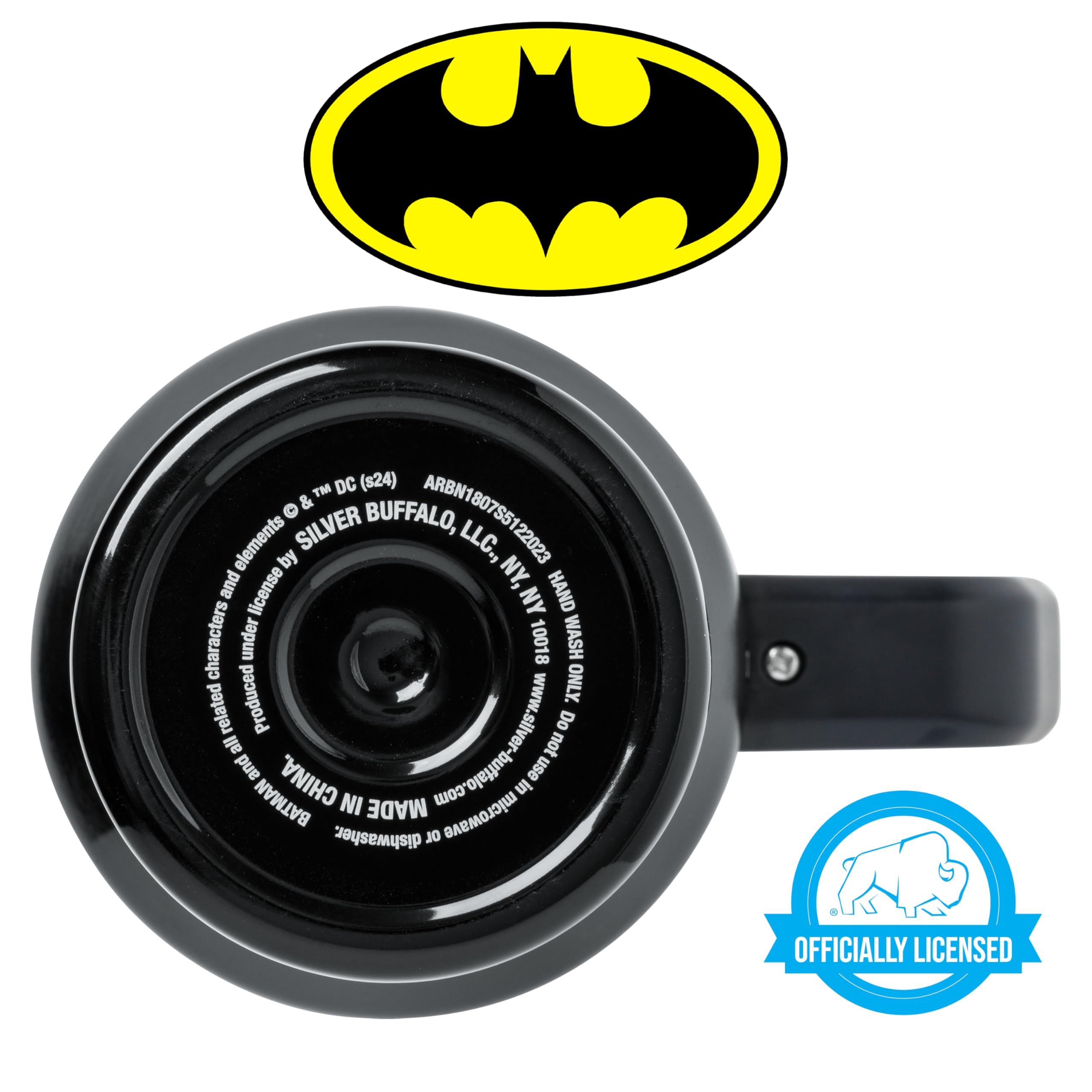 Silver Buffalo DC Comics Batman Logo Stainless Steel Tumbler with Handle and Straw, Fits in Standard Cup Holder, 40 Ounces