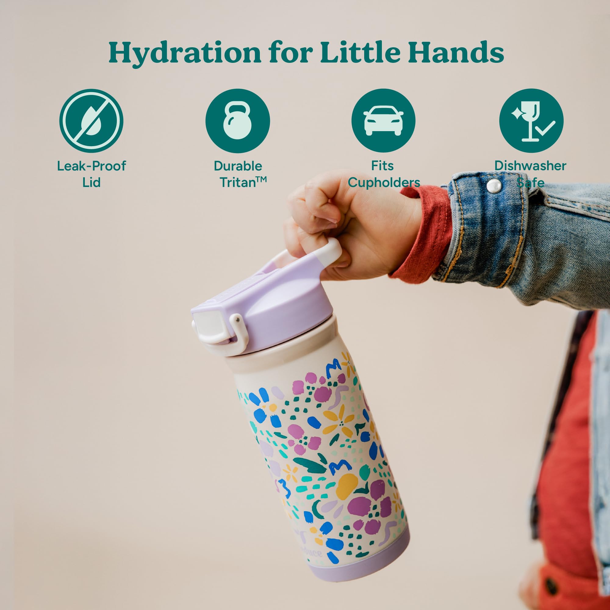 REDUCE 14 oz Hydrate Pro Stainless Steel Insulated Water Bottle - Flip Top Leak-Proof Lid, Dishwasher Safe, BPA-Free, Dual Wall Vacuum, Keeps Drinks Cold for 48 Hrs, Cup Holder Friendly - Moon Rock