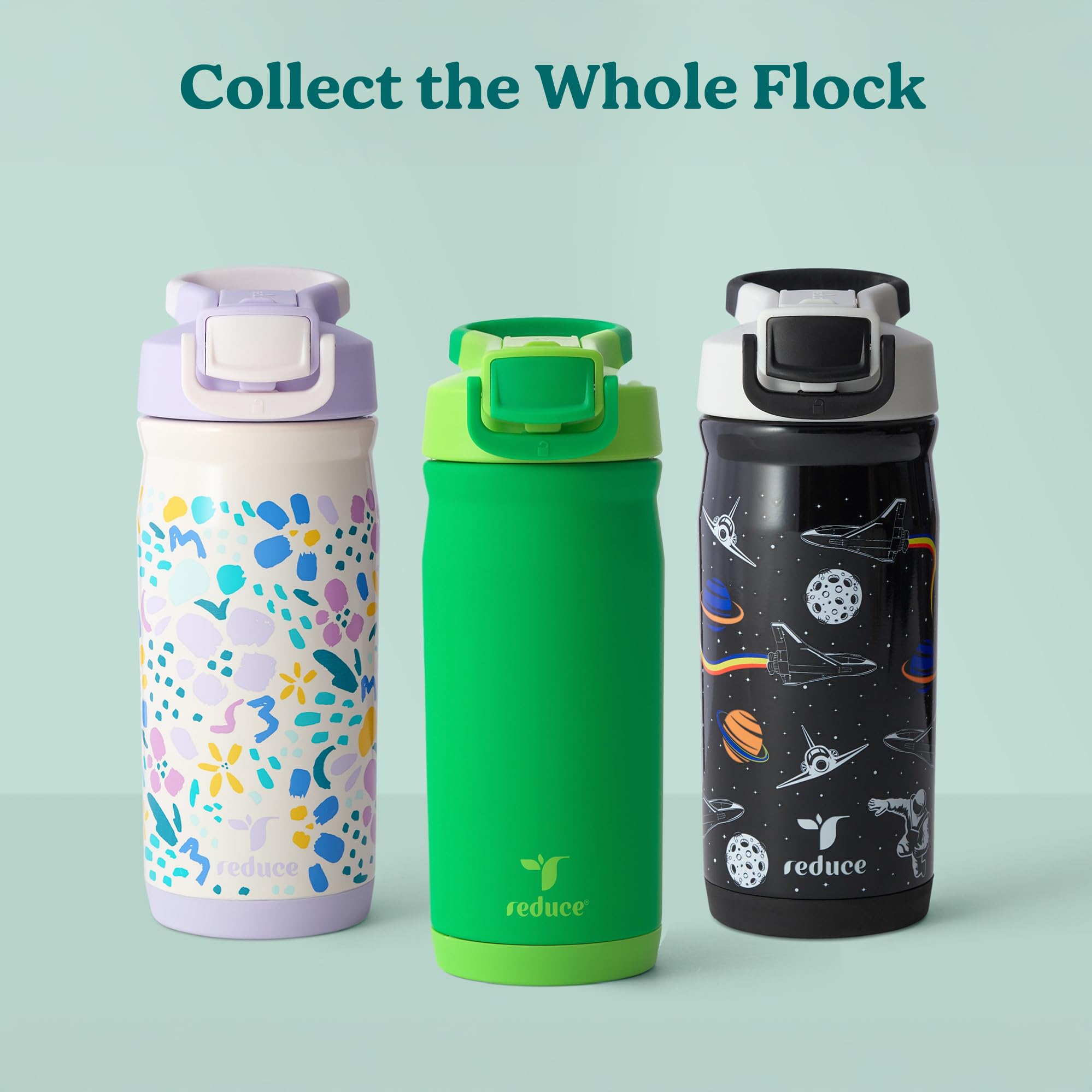 REDUCE 14 oz Hydrate Pro Stainless Steel Insulated Water Bottle - Flip Top Leak-Proof Lid, Dishwasher Safe, BPA-Free, Dual Wall Vacuum, Keeps Drinks Cold for 48 Hrs, Cup Holder Friendly - Moon Rock