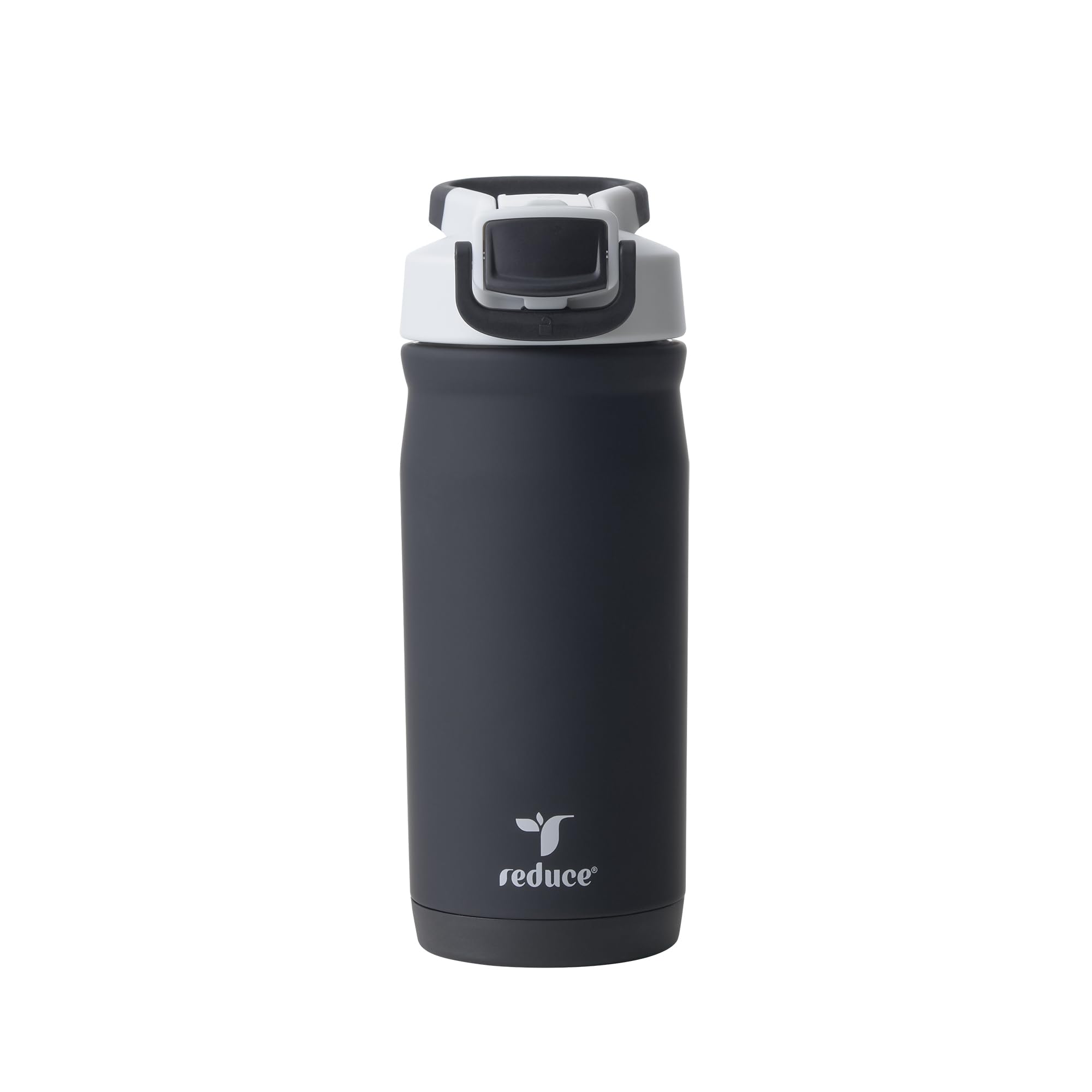 REDUCE 14 oz Hydrate Pro Stainless Steel Insulated Water Bottle - Flip Top Leak-Proof Lid, Dishwasher Safe, BPA-Free, Dual Wall Vacuum, Keeps Drinks Cold for 48 Hrs, Cup Holder Friendly - Moon Rock