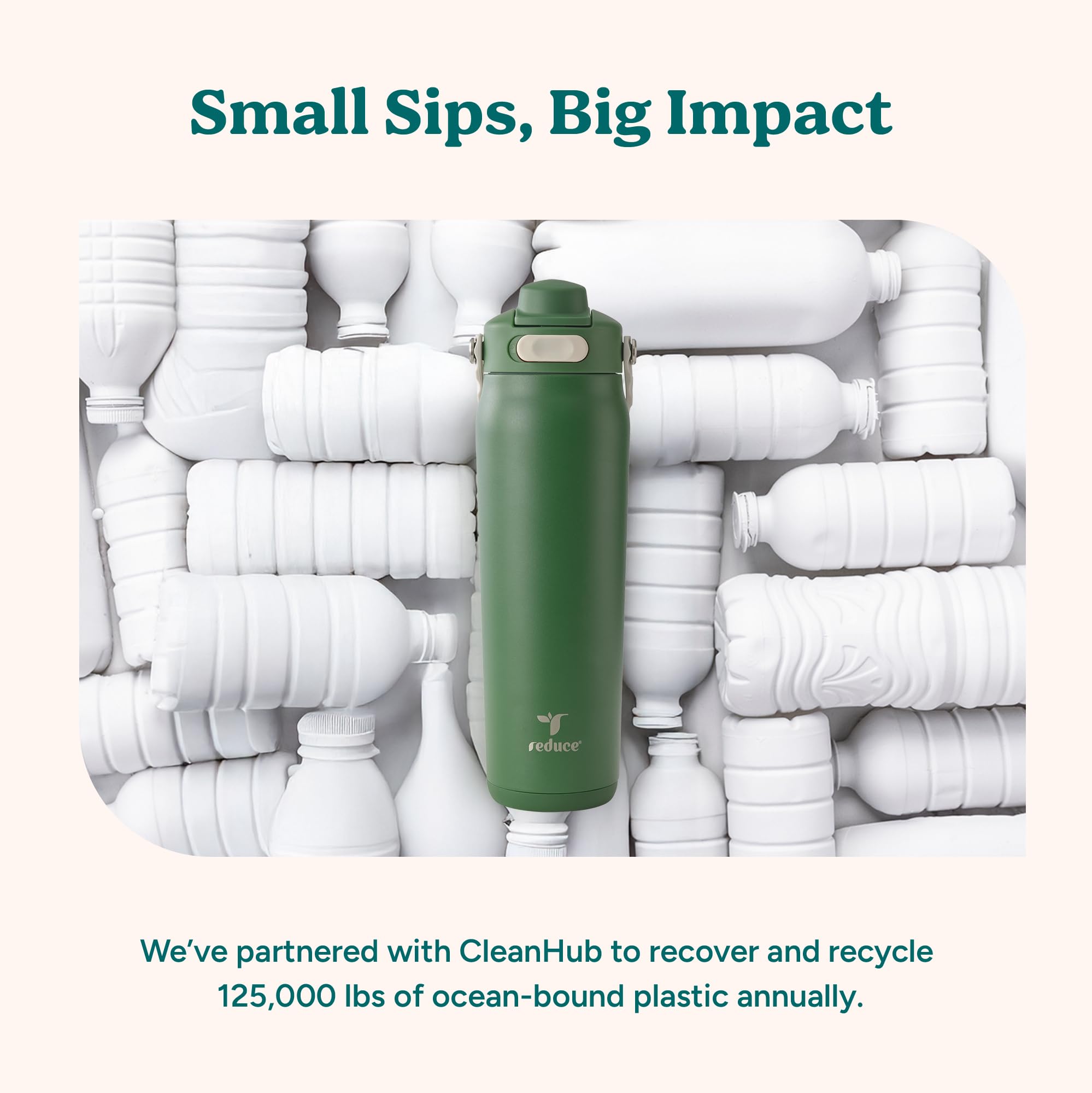 REDUCE Aura Vacuum Insulated 26 oz Water Bottle - Leak-Proof & Chug Spout for Quick Hydration - Keeps Drinks Cold for 30 Hours - Removable Handle for Travel or Gym - Soft Sit Base - Lilac Bud