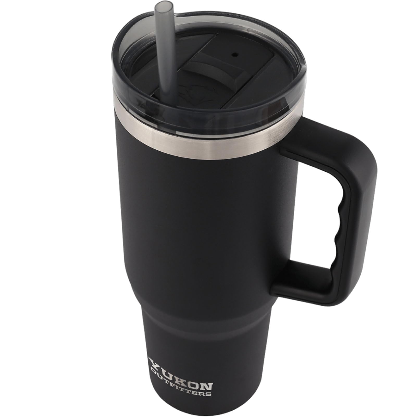 Yukon Outfitters Fit Forty 40oz Double Wall Vacuum Insulated Stainless Steel Tumbler with Reusable Straw & Ergonomic Handle | For Hot or Cold Beverage, Black