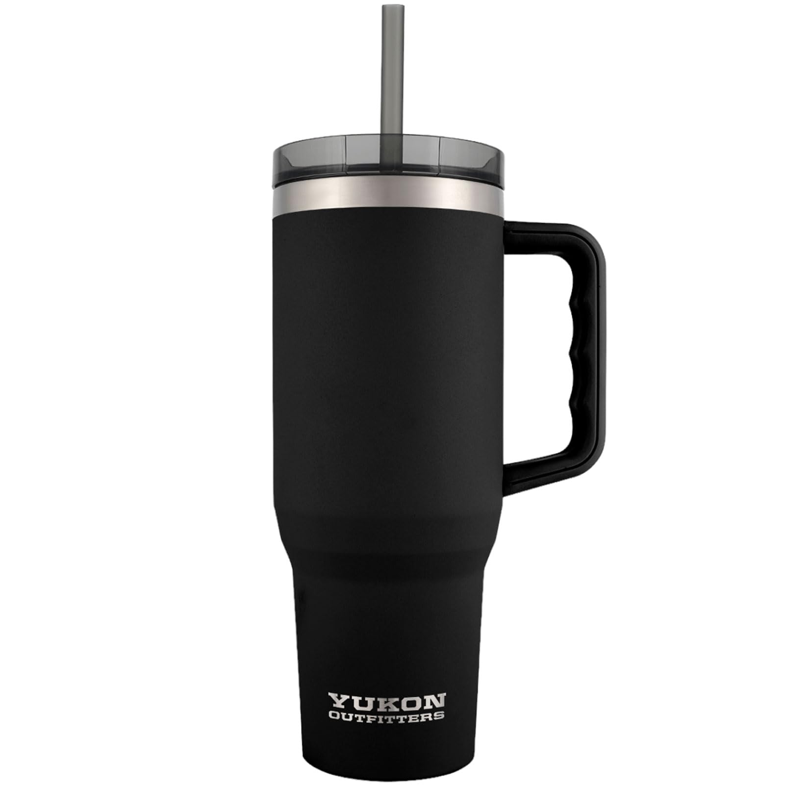 Yukon Outfitters Fit Forty 40oz Double Wall Vacuum Insulated Stainless Steel Tumbler with Reusable Straw & Ergonomic Handle | For Hot or Cold Beverage, Black