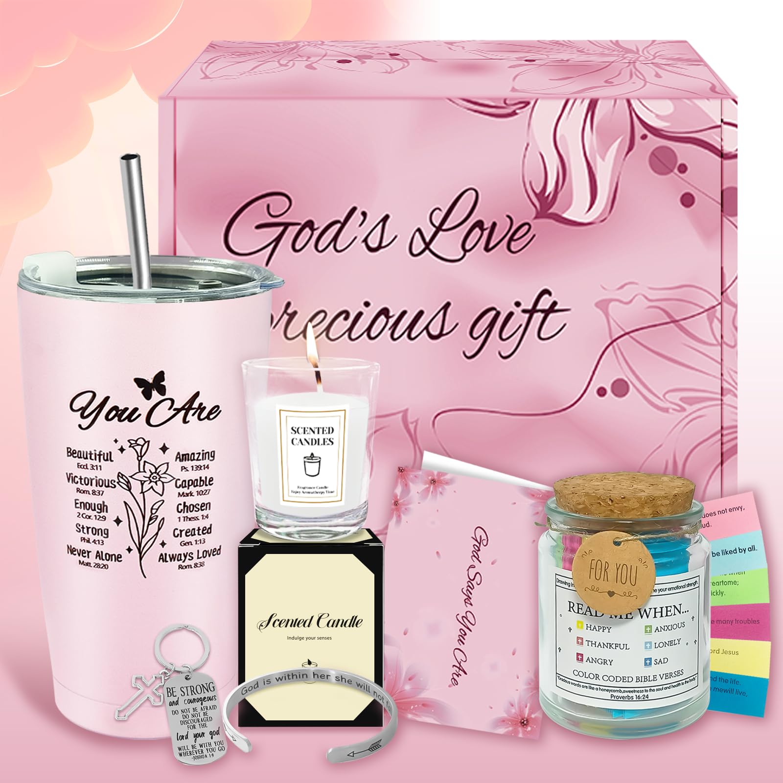 Christian Gifts for Women, Unique 8 Pcs Inspirational Gifts for Women, Religious Gifts for Women for Christmas, Thanksgiving, Easter, Birthday, Spiritual Gifts for Women, Mom, Sister, Friend, Wife