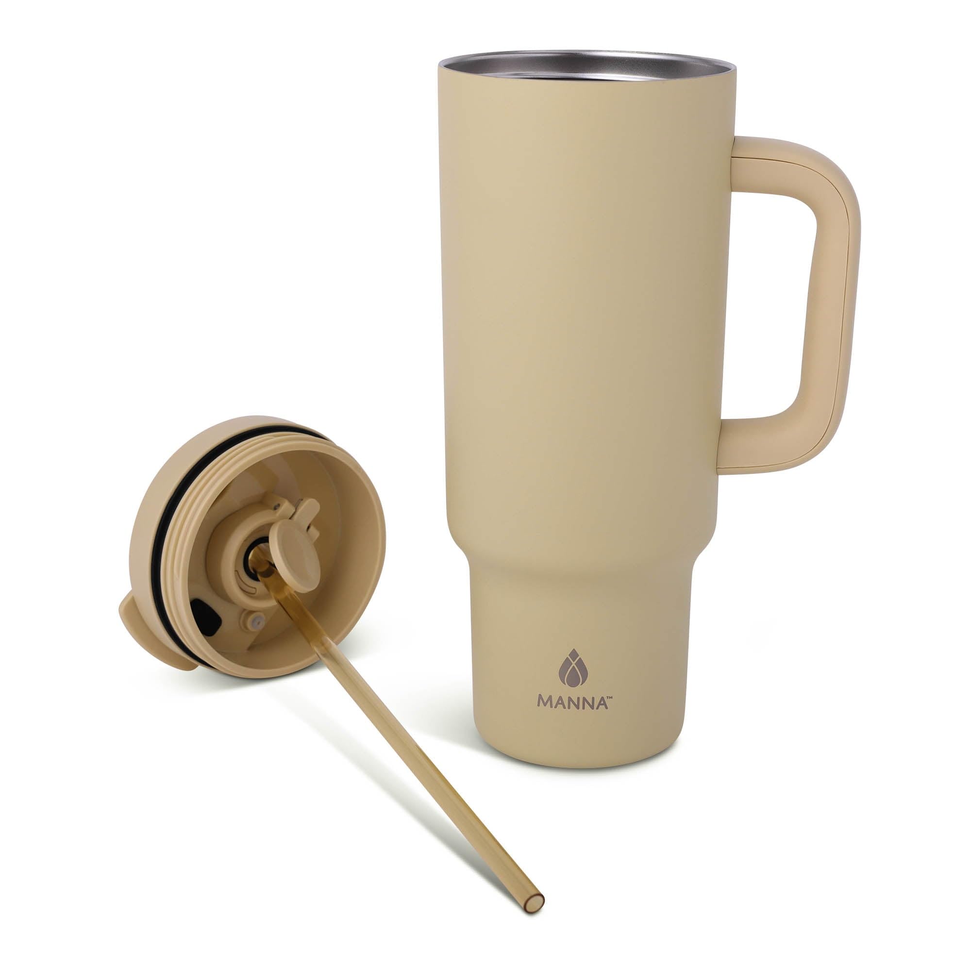Manna Leisure Stainless Steel Insulated Tumbler with Leak-Proof Dual Function Lid - 40 Oz - Dandelion Powder Coat