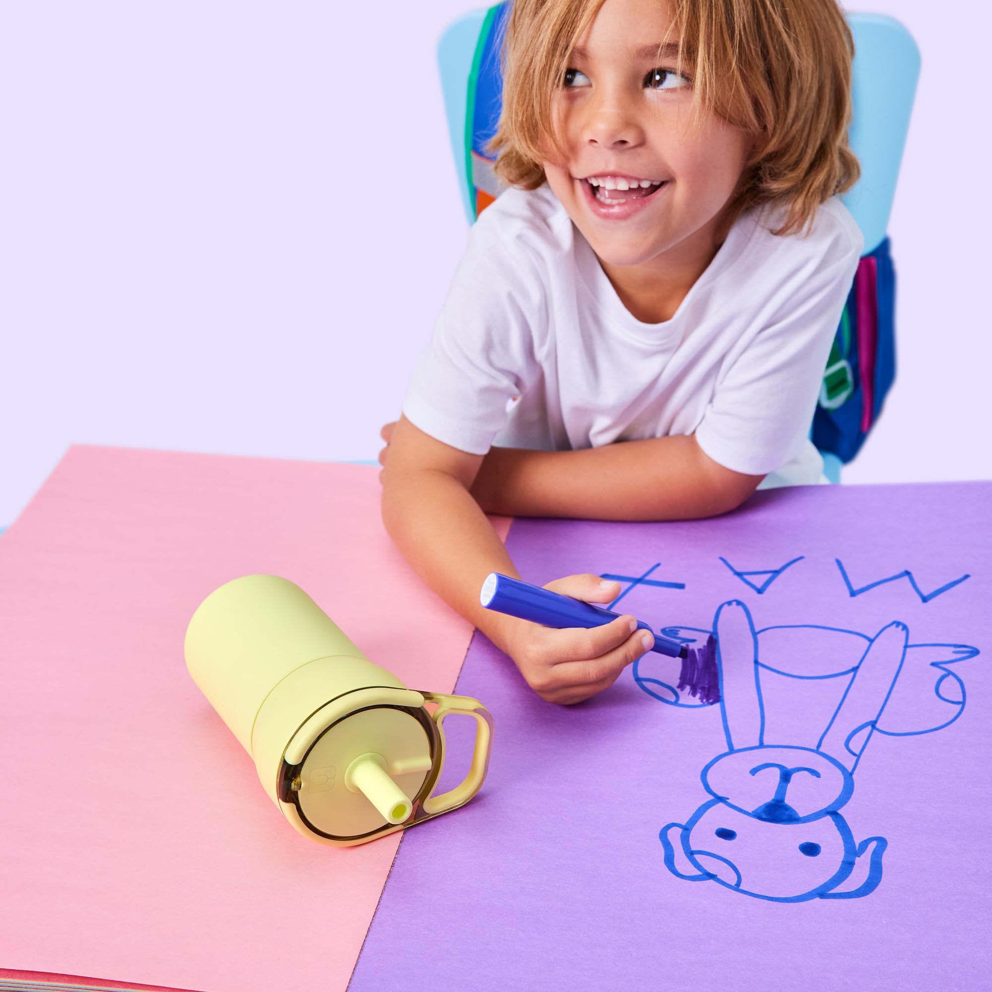 BrüMate Leap 12oz 100% Leakproof Kids Tumbler with Handle and Silicone Soft Straw | Drop Resistant Silicone Sleeve | For Kids 4+ | Insulated Stainless Steel | Cup Holder Friendly | (Nightfall Blue)
