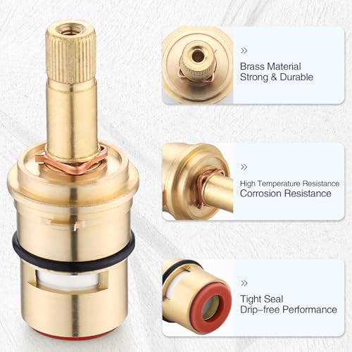 Faucet Cartridge Replacement Compatible with Gerber Danze DA507071W & DA507072W, Ceramic Disc Cartridge Round Stem, Cold Hot Cartridge Replacement
