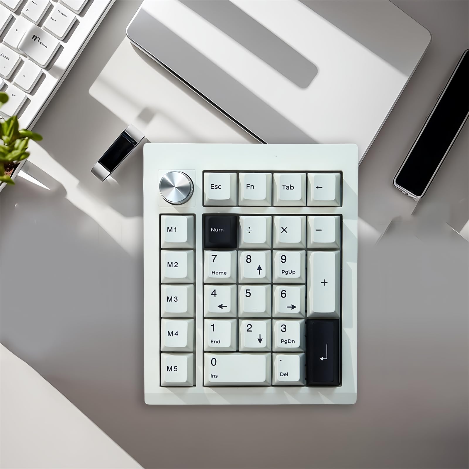 FKZ GMK26 Mechanical Numpad,Gasket QMK/VIA Macro Numeric Keypad Hot Swap Wireless 2.4G/BT5.0/Wired USB-C RGB Backlit 26 Keys Mini Protable Number Keyboard Programmable for Win/Mac/Gaming (White)