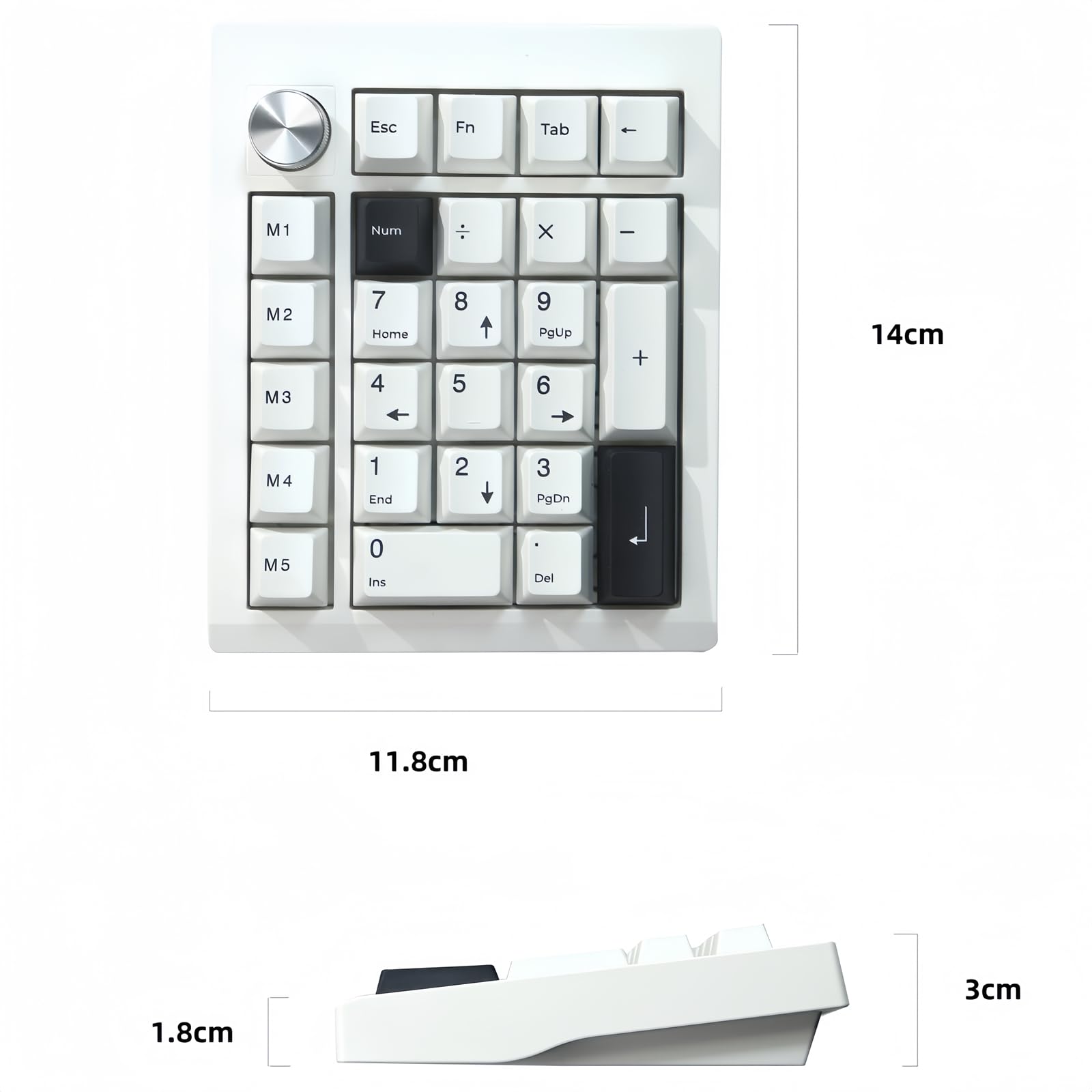 FKZ GMK26 Mechanical Numpad,Gasket QMK/VIA Macro Numeric Keypad Hot Swap Wireless 2.4G/BT5.0/Wired USB-C RGB Backlit 26 Keys Mini Protable Number Keyboard Programmable for Win/Mac/Gaming (White)
