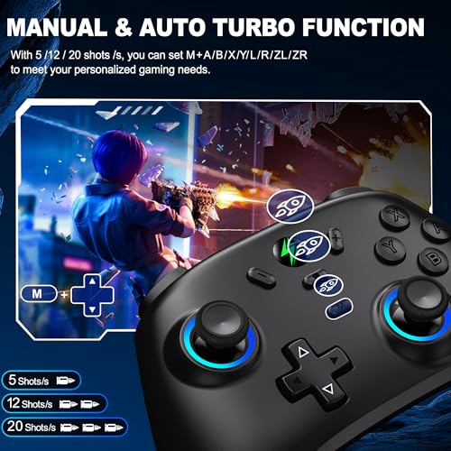 Wireless Switch Pro Controller for Nintendo Switch Controller/Lite/OLED, Hall Effect Wired PC Joysticks-LED Wireless iOS/Android Remote/Programmable Nintendo Switch Accessories Interactive Gaming Figures