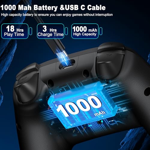 Wireless Switch Pro Controller for Nintendo Switch Controller/Lite/OLED, Hall Effect Wired PC Joysticks-LED Wireless iOS/Android Remote/Programmable Nintendo Switch Accessories Interactive Gaming Figures