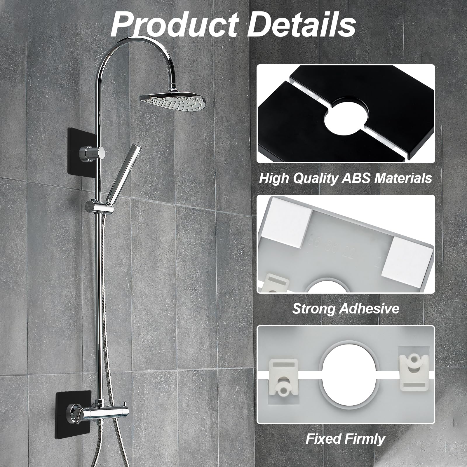 LLMSIX 2PCS Shower Arm Flange, Plastic Square Escutcheon Plate Matte Black Plumbing Cover Plates Self-Adhesive Shower Flange Cover Plate for Covering Gaps Holes, Fit for 20mm/0.78 Inch Diameter Pipe