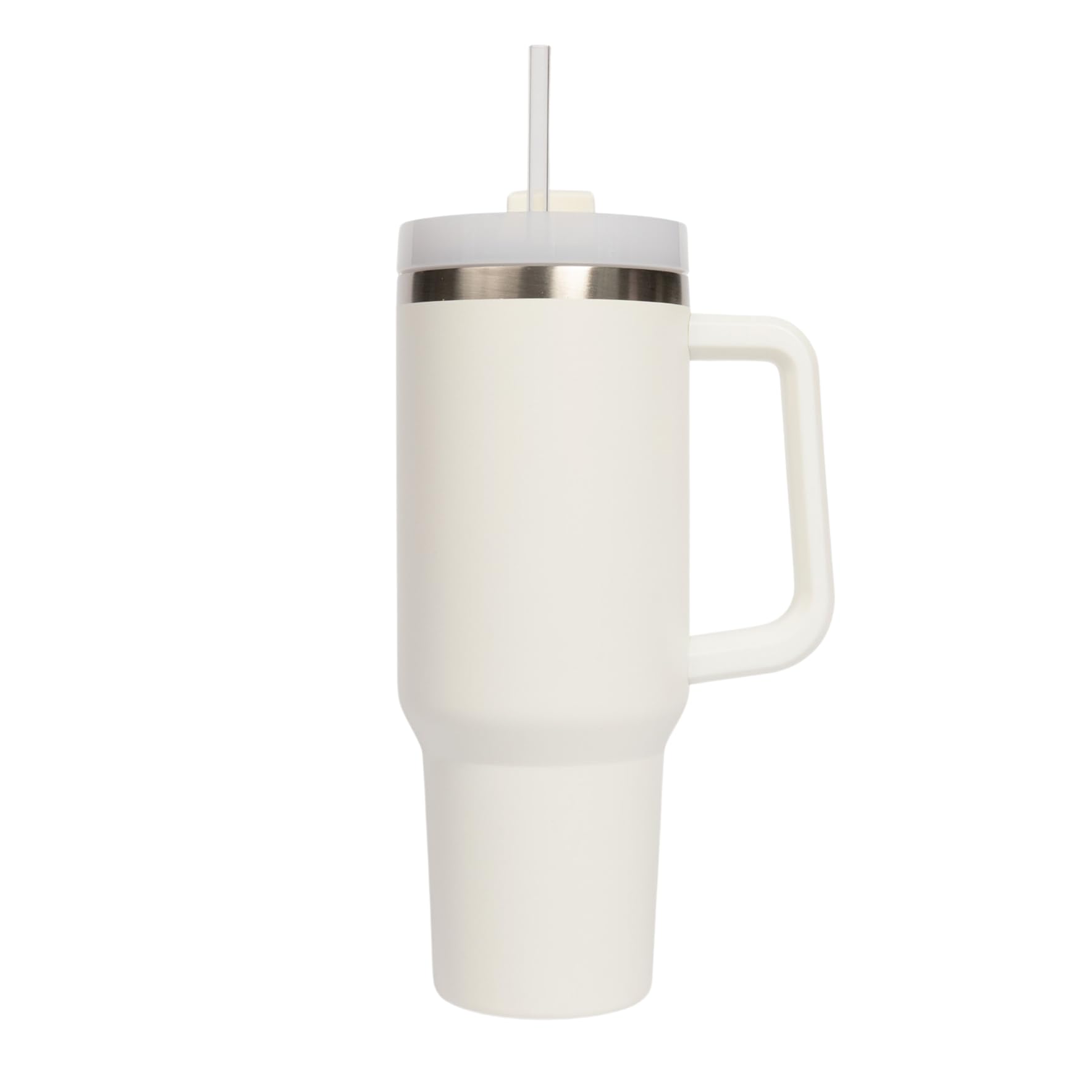 Sweet Water Decor 40 Oz Tumbler with Lid and Straw - Cream Insulated Tumblers for Hot and Cold Drinks - Coffee Tumbler with Narrow Base, Easy-Carry and Comfortable Grip Handle - Leak Proof Tumbler