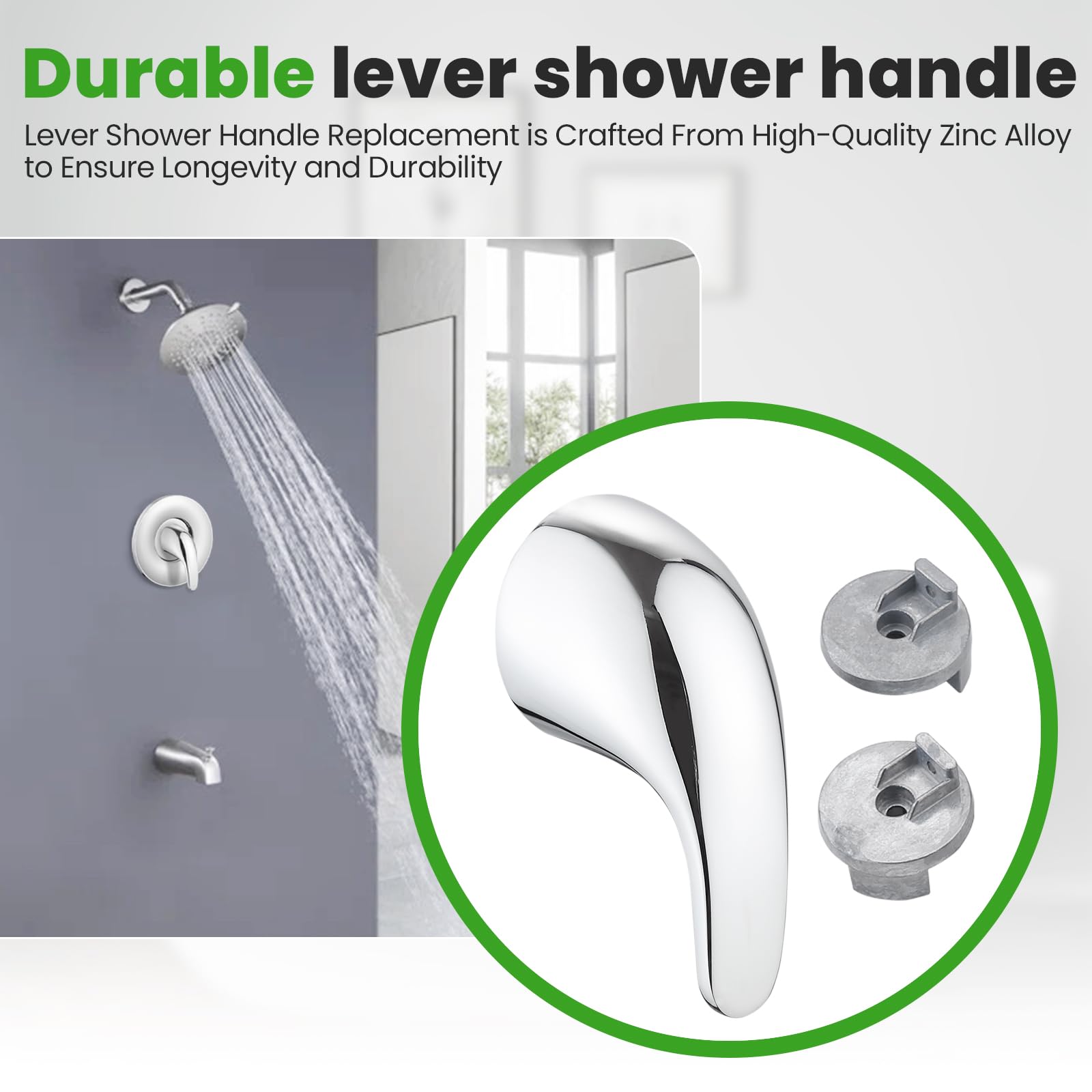 Shower Handle Replacement for Moen 100657 100224 179100 Lever Shower Handle, Compatible with Moen PosiTemp Valve Systems, Lever Shower Handle Kit for Single Handle Tub and Shower Faucets, Chrome