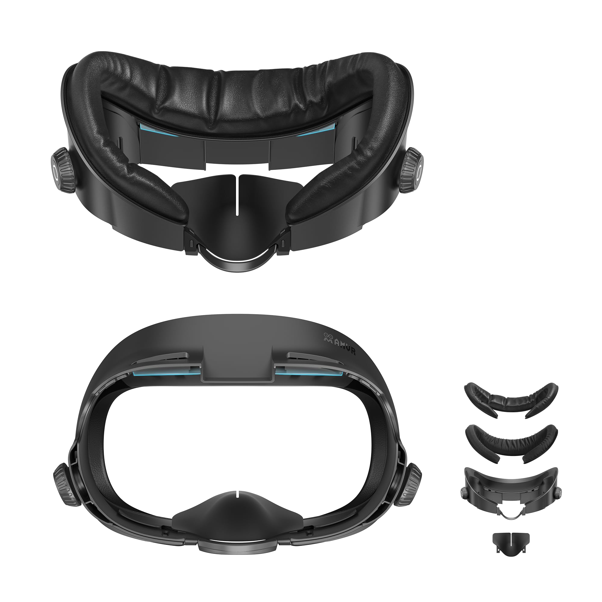 AMVR Upgraded Comfort Face Cover Pad Facial Interface Compatible with Meta/Oculus Quest 3 Accessories, with Knob Adjustable, with PU Face Cushion and Breathable Ice Silk Cotton