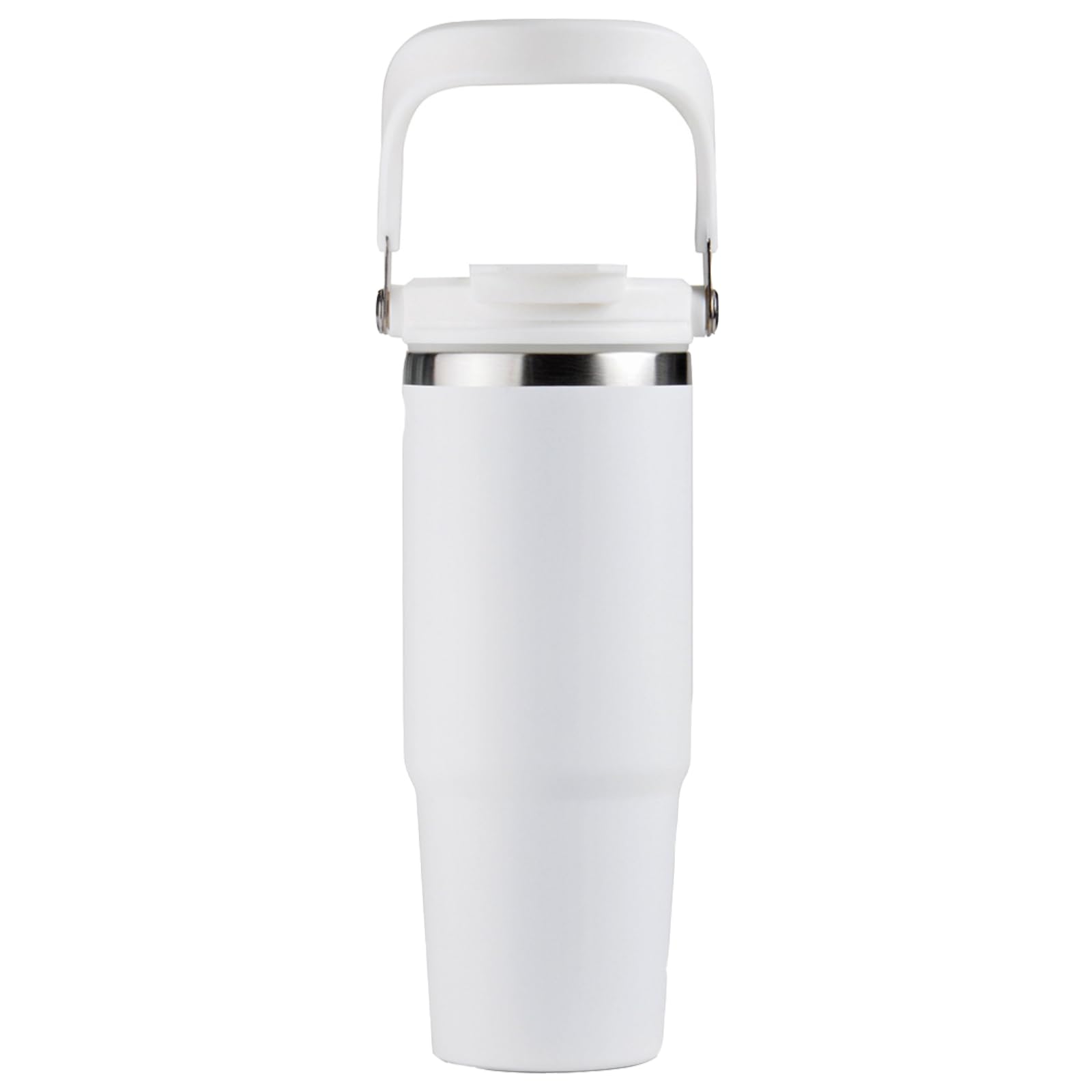 SENSO® Venture DuoFlow 30 oz Vacuum Insulated Stainless Steel Travel Tumbler - Double-Wall Insulated with Copper Lining, Flip-Top Lid, and Handle (WHITE)