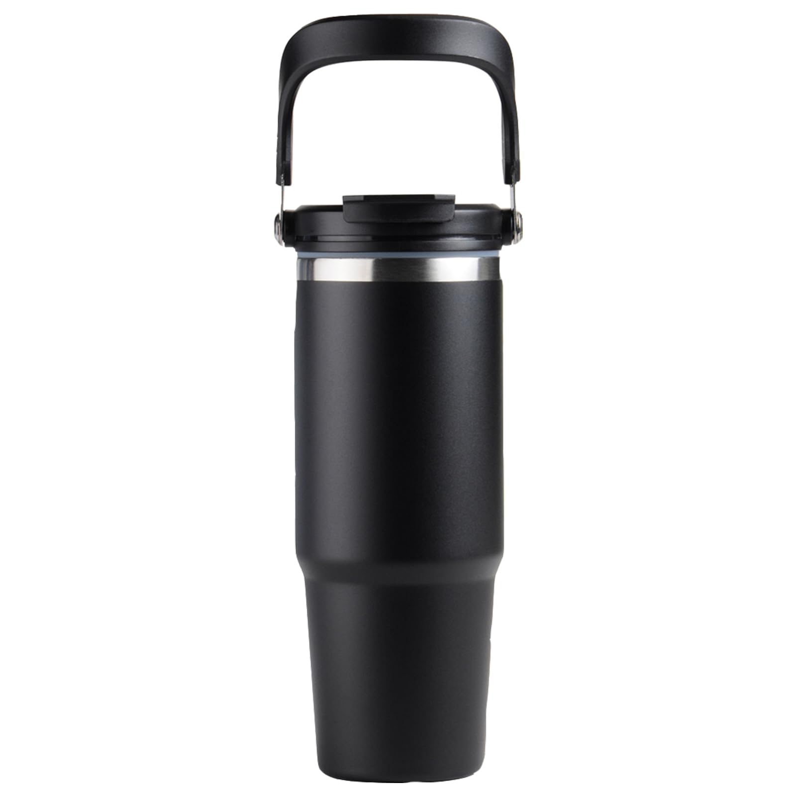 SENSO® Venture DuoFlow 30 oz Vacuum Insulated Stainless Steel Travel Tumbler - Double-Wall Insulated with Copper Lining, Flip-Top Lid, and Handle (BLACK)