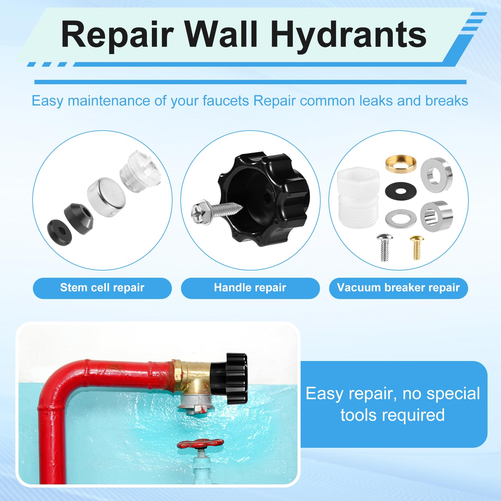 630-8500 Complete Wall Hydrant Repair Kit, Outside Outdoor Faucet Replacement Parts Compatible with Prier 500 400 300 Series & Diamond 300/400 Series Wall Hydrants