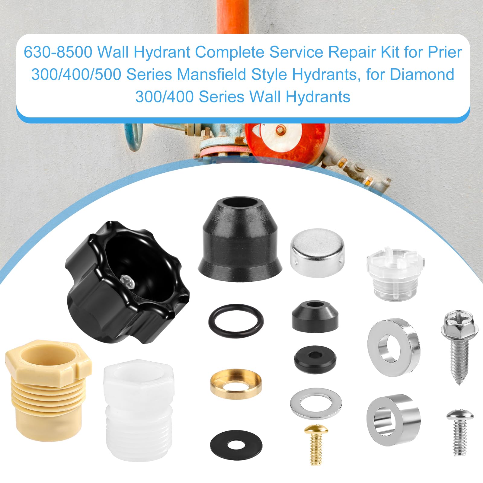 630-8500 Complete Wall Hydrant Repair Kit, Outside Outdoor Faucet Replacement Parts Compatible with Prier 500 400 300 Series & Diamond 300/400 Series Wall Hydrants