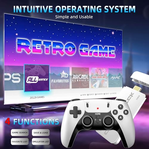 BADGOAL 2025 New Retro Game Console, Nostalgia Gaming Stick, Classic Video Games with 4K HDMI, 20,000+ Games and 23 Emulators, Upgraded Dual 2.4G Wireless Controllers 64GB