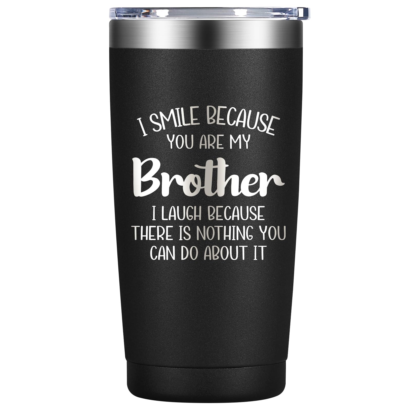 WOELIVE Gifts for Brother - Brother Gift from Sister - Christmas Fathers Day Birthday Gifts for Brothers - 20oz Insulated Stainless Steel Tumbler Coffee Cup, Black
