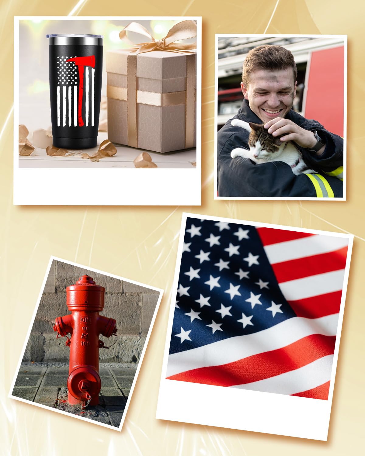 KIKERRO Thin Red Line Firefighter Gifts for Men, Fireman, Fire Fighter Department Team Essentials Coffee Mug Cup - 20oz Insulated Stainless Steel Tumbler, Black