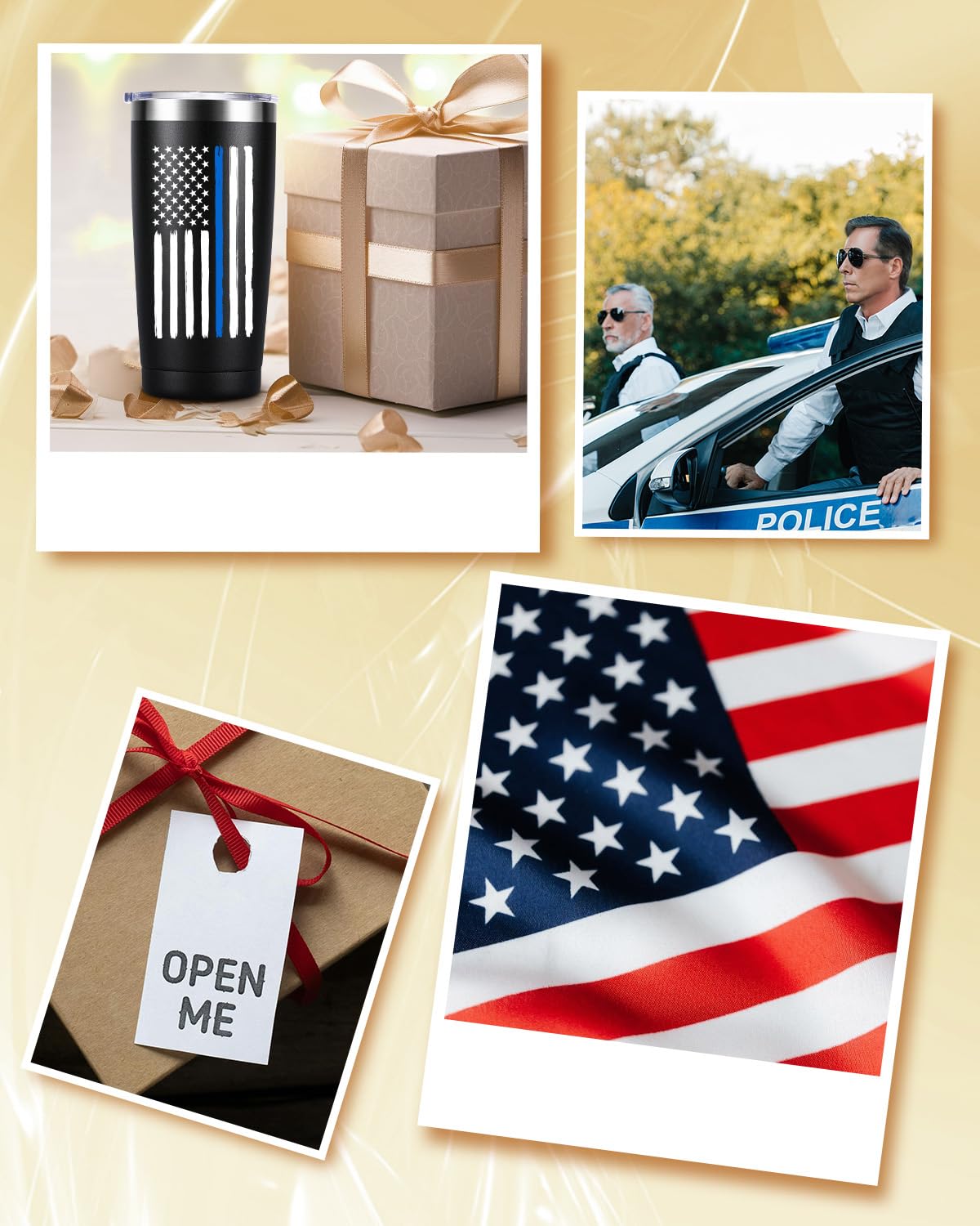 KIKERRO Thin Blue Line Police Officer Gifts - Cops Officer Valentine's Day Gift Coffee Cup - 20oz Stainless Steel Double Wall Insulated Tumbler, Black