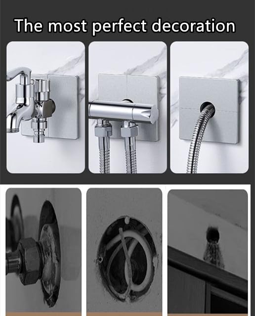 Wall Split Flange Plumbing Cover Plates, Square Shower Arm Flange Escutcheon Plate Wall Split Pipe Flange Cover Plate for Fixed Shower Head Faucet Standard 1.3 Inch Pipes (33mm/1.3in)