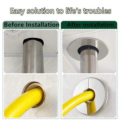 Stainless Steel Wall Split Flange Self-Adhesive tape Round Escutcheon Various pipes Plate Cover for Water Pipe Faucet Decoration Accessories (32mm/1.26in)